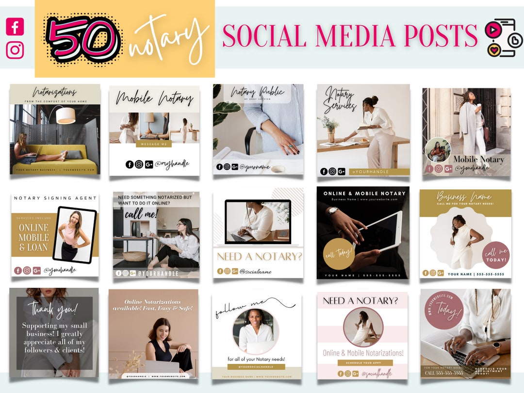 50 Notary Social Media Posts | Social Media Posts for Notary Signing ...