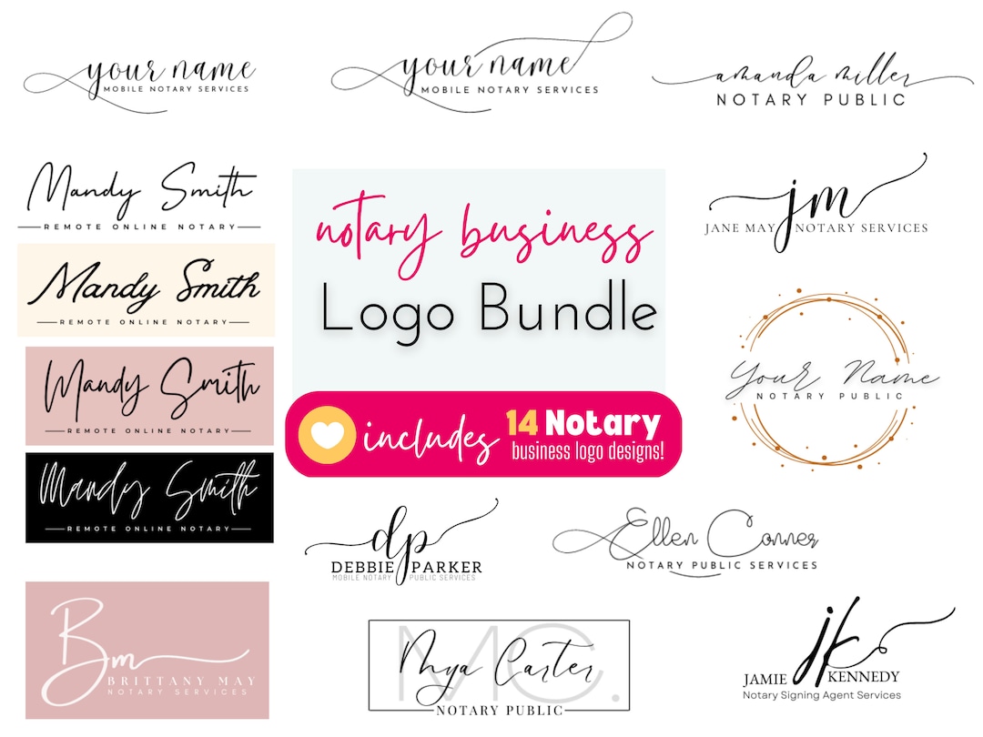 Notary Logo Bundle | Notary Public Logos | Notary | Notary Signing ...