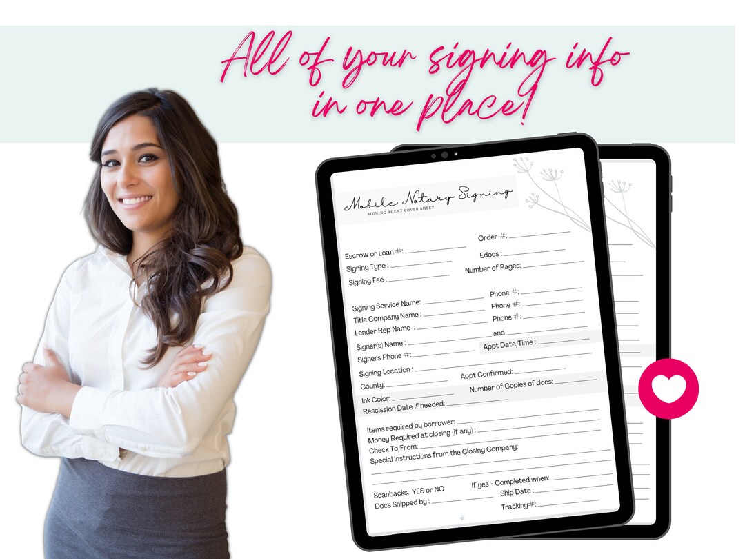 Notary Signing Agent Cover Sheet | Notary Printable | Notary Tools ...