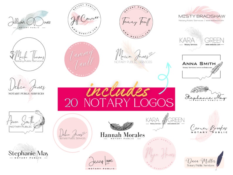 20 Notary Logo Bundle Logo Bundle Notary Logos Notary - Etsy