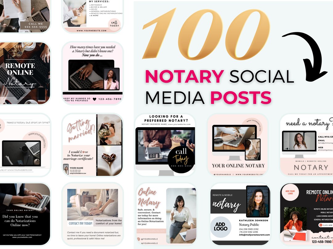 100 Notary Social Media Posts: Customizable Templates (canva) - Etsy