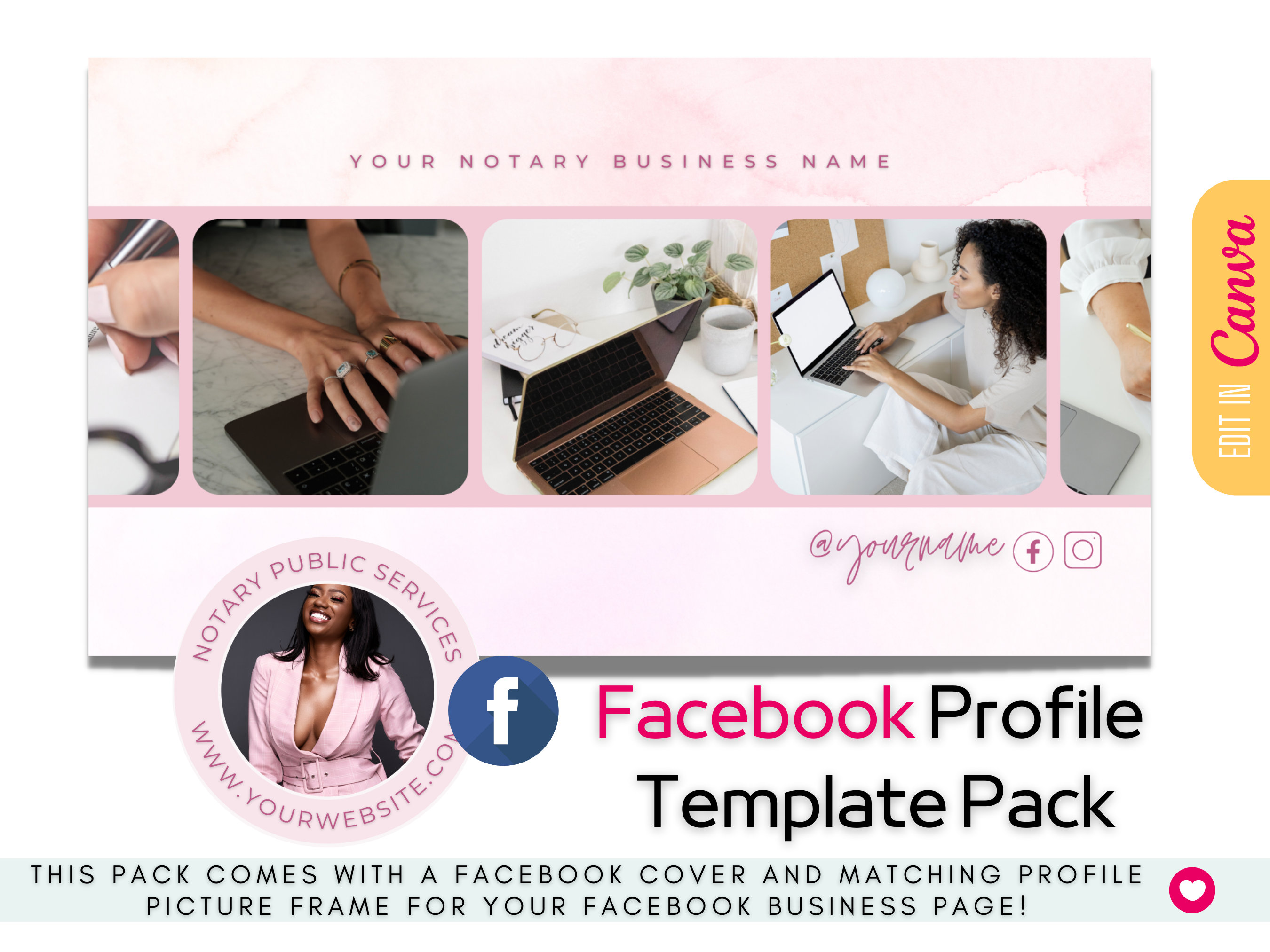 Editable Notary Facebook Business Page Cover & Profile Frame (PDF) - Etsy