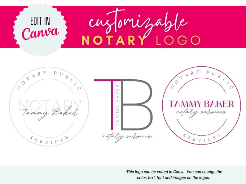 Editable Notary Logo Template: Canva Business Branding - Etsy