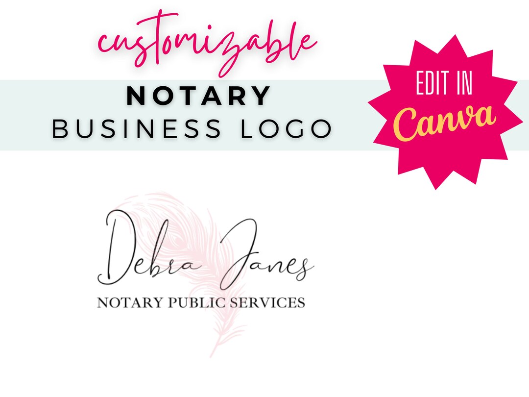 Logo Design for Notary | Notary Business Logo | Editable Notary Logo ...