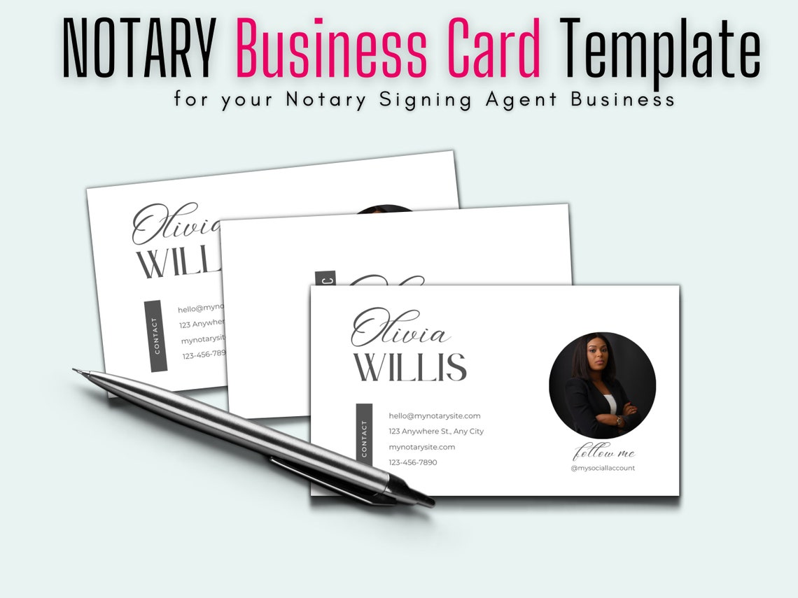 Notary Business Card Template Notary Notary Public - Etsy