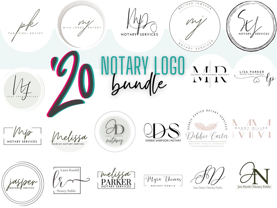 Notary Logo Bundle | Notary Public Logos | Notary | Notary Signing ...