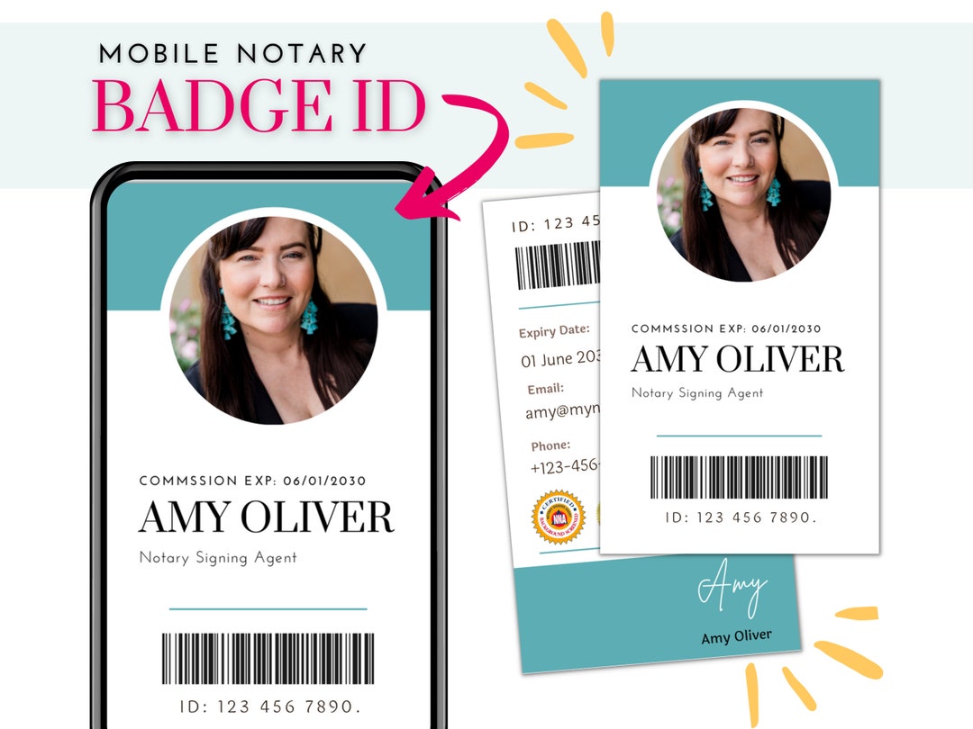 Notary ID Badge Template | Notary | Notary Public | Notary Signing ...