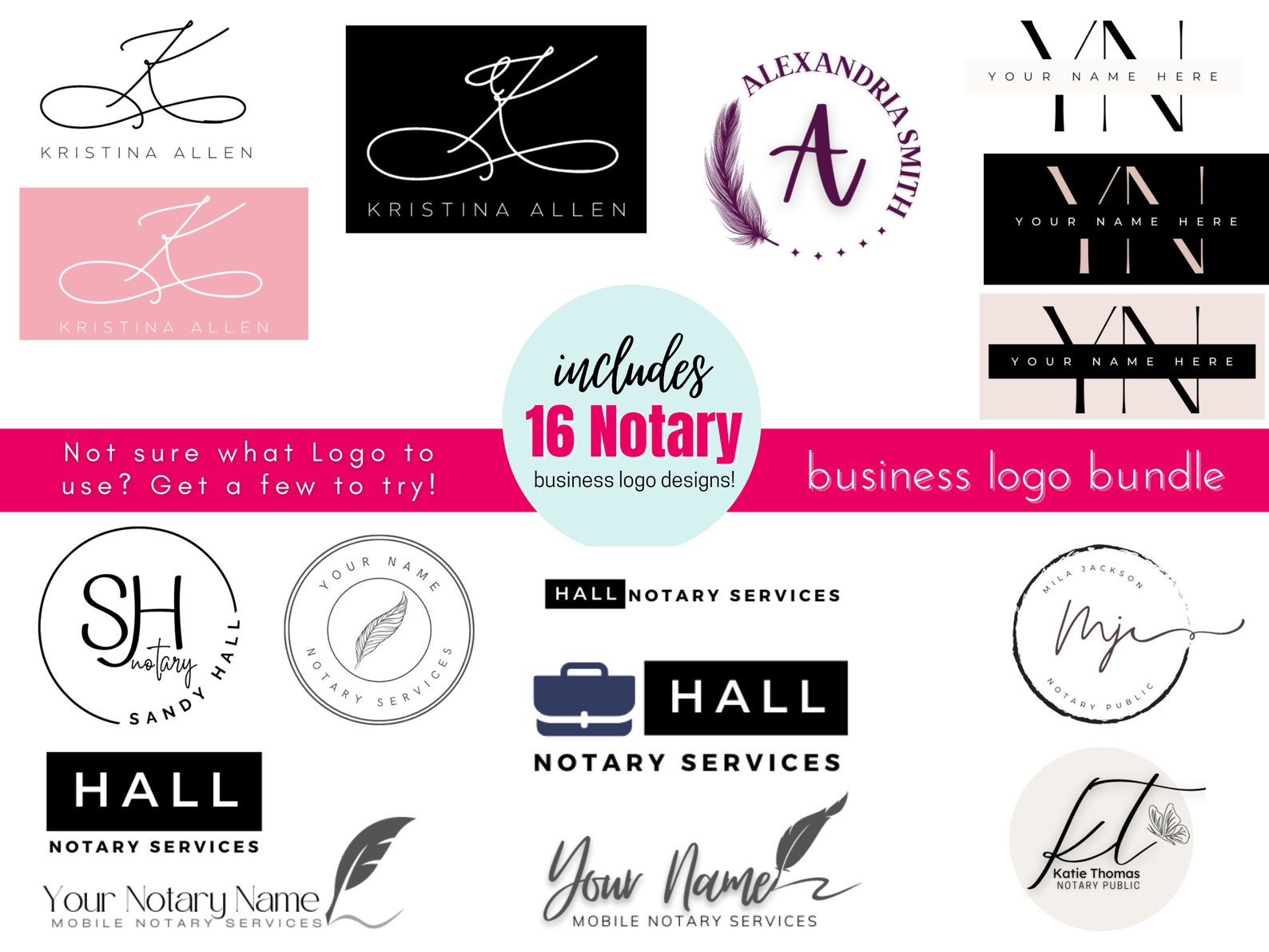16 Logos Notary Logo Bundle Logo Bundle Notary Logos Notary Business ...