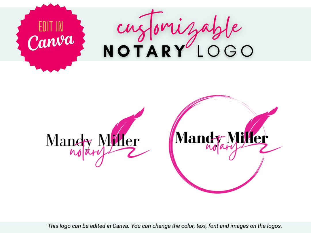 Logo Design for Notary | Notary Business Logo | Editable Notary Logo ...