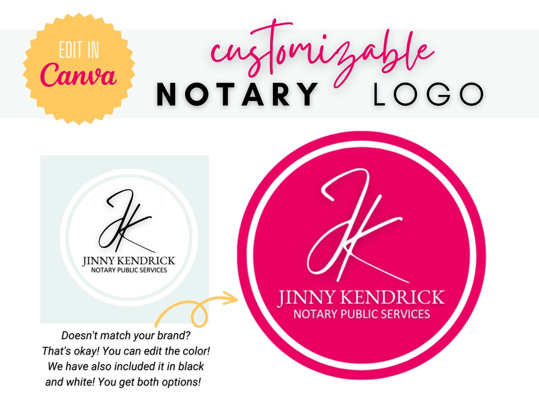 Notary Logo Bundle | Notary | Notary Business Logo | Editable Notary ...