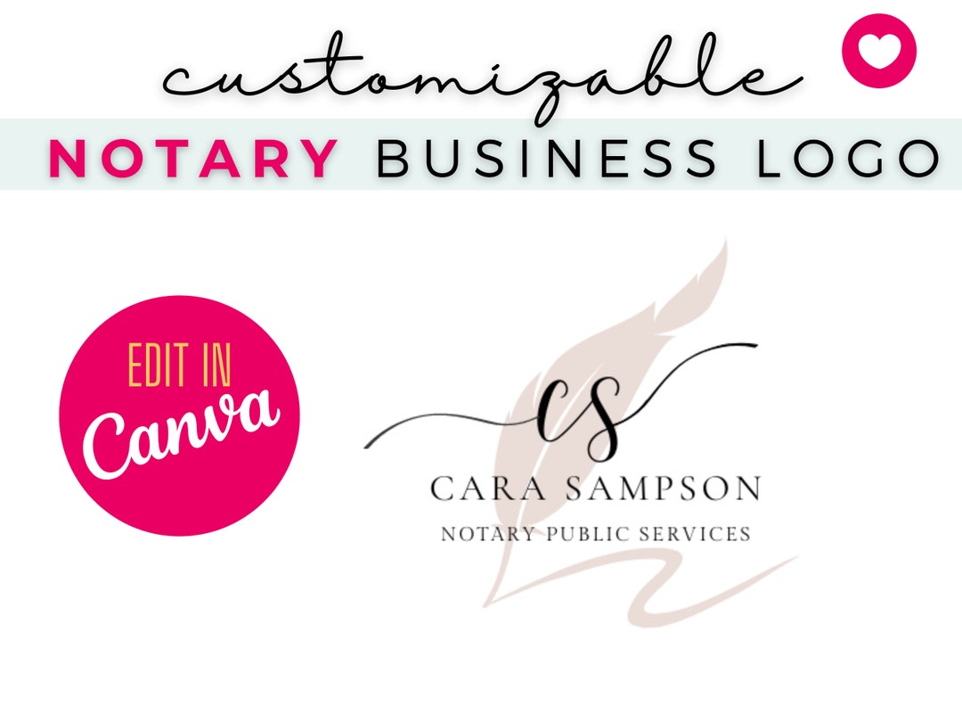 Logo Design for Notary | Notary Business Logo | Editable Notary Logo ...