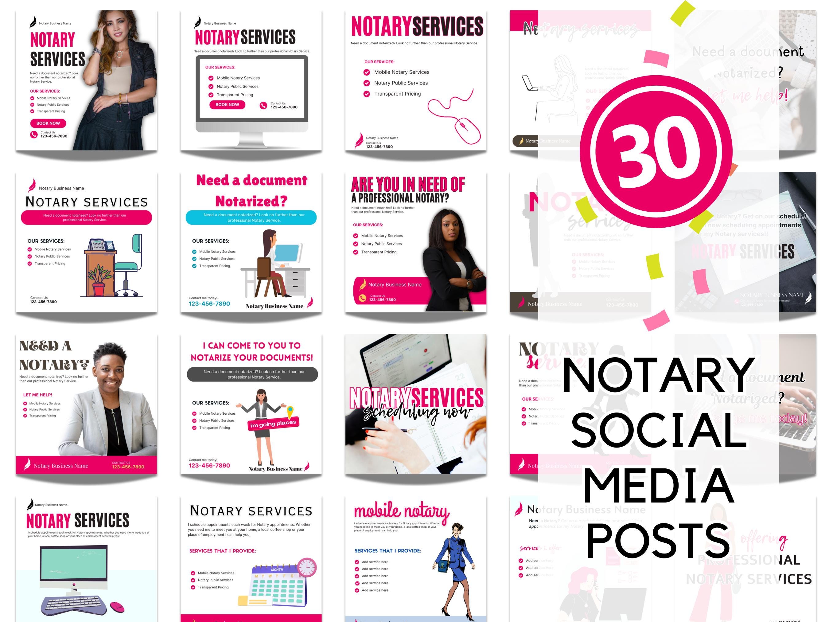 30 Notary Social Media Post Templates: Canva Editable (PDF Access) - Etsy