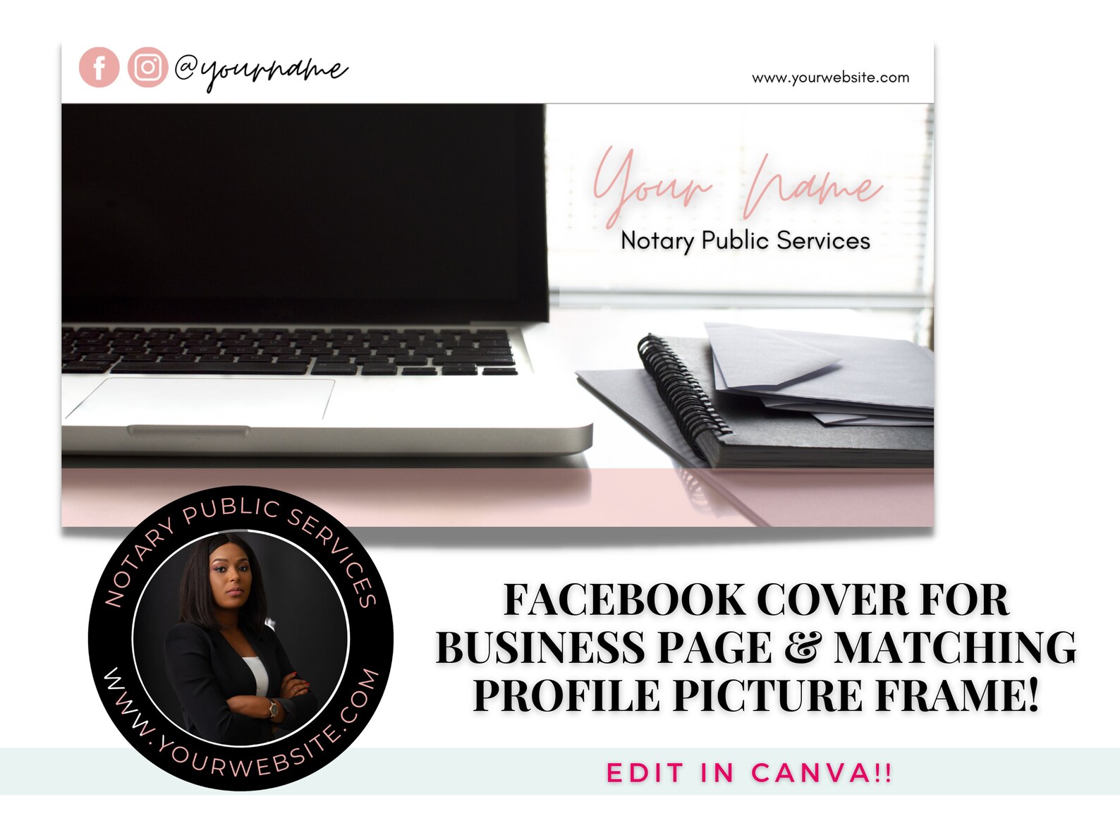 Editable Notary Facebook Business Page Cover and Matching Profile ...