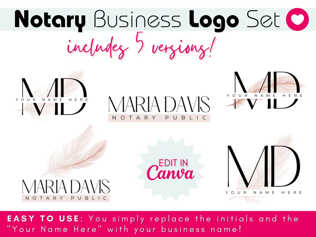 Customizable Notary Logo Includes 5 Designs for Notary | Notary ...