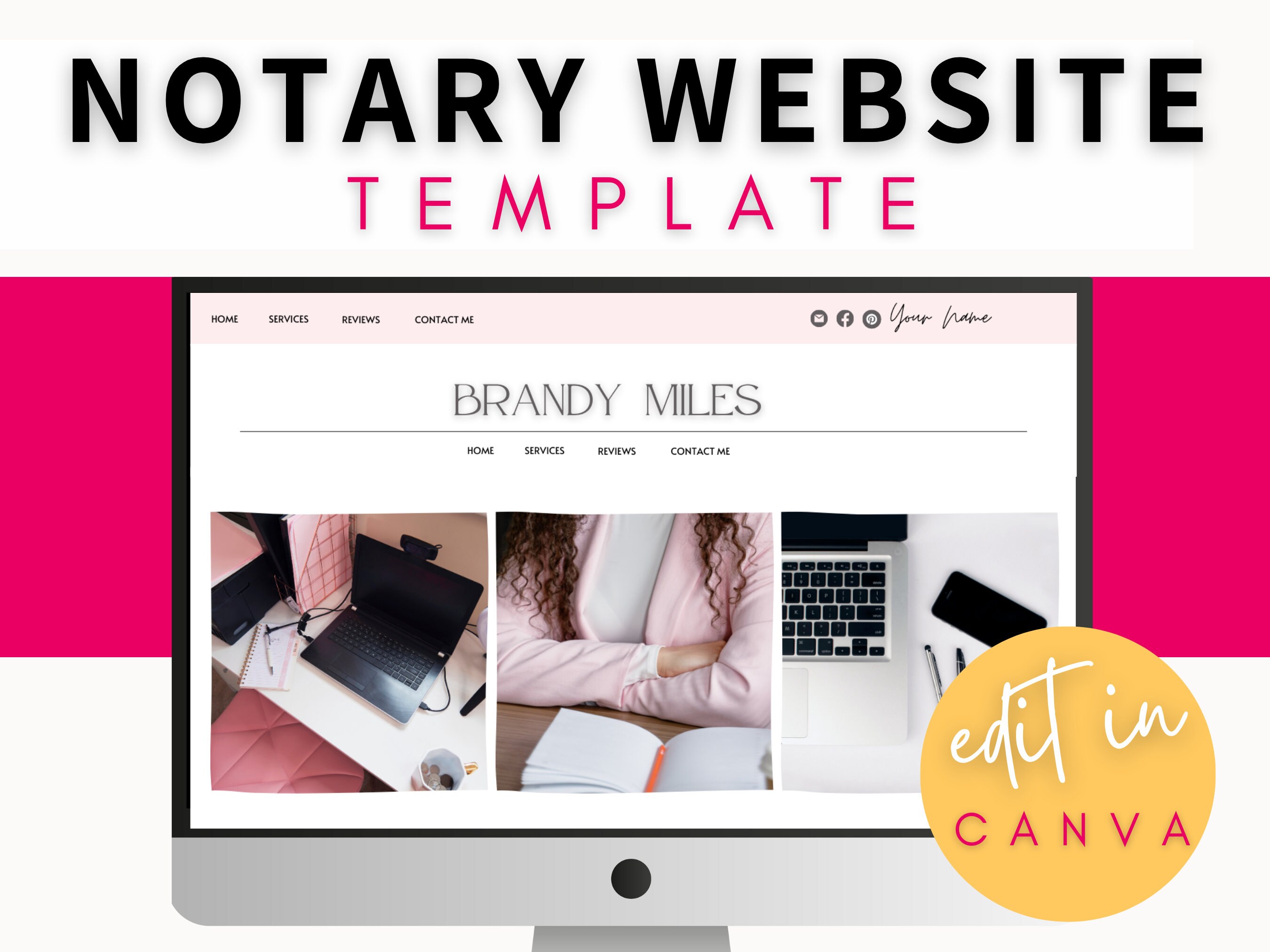 Notary Web Template Canva Web Template Notary Business Website Editable ...
