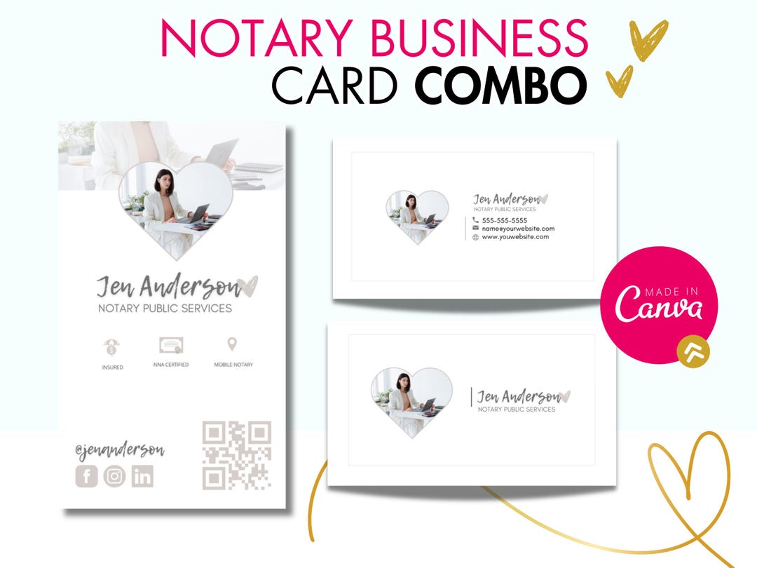 Notary Business Card Template: Canva Design (digital Download) - Etsy