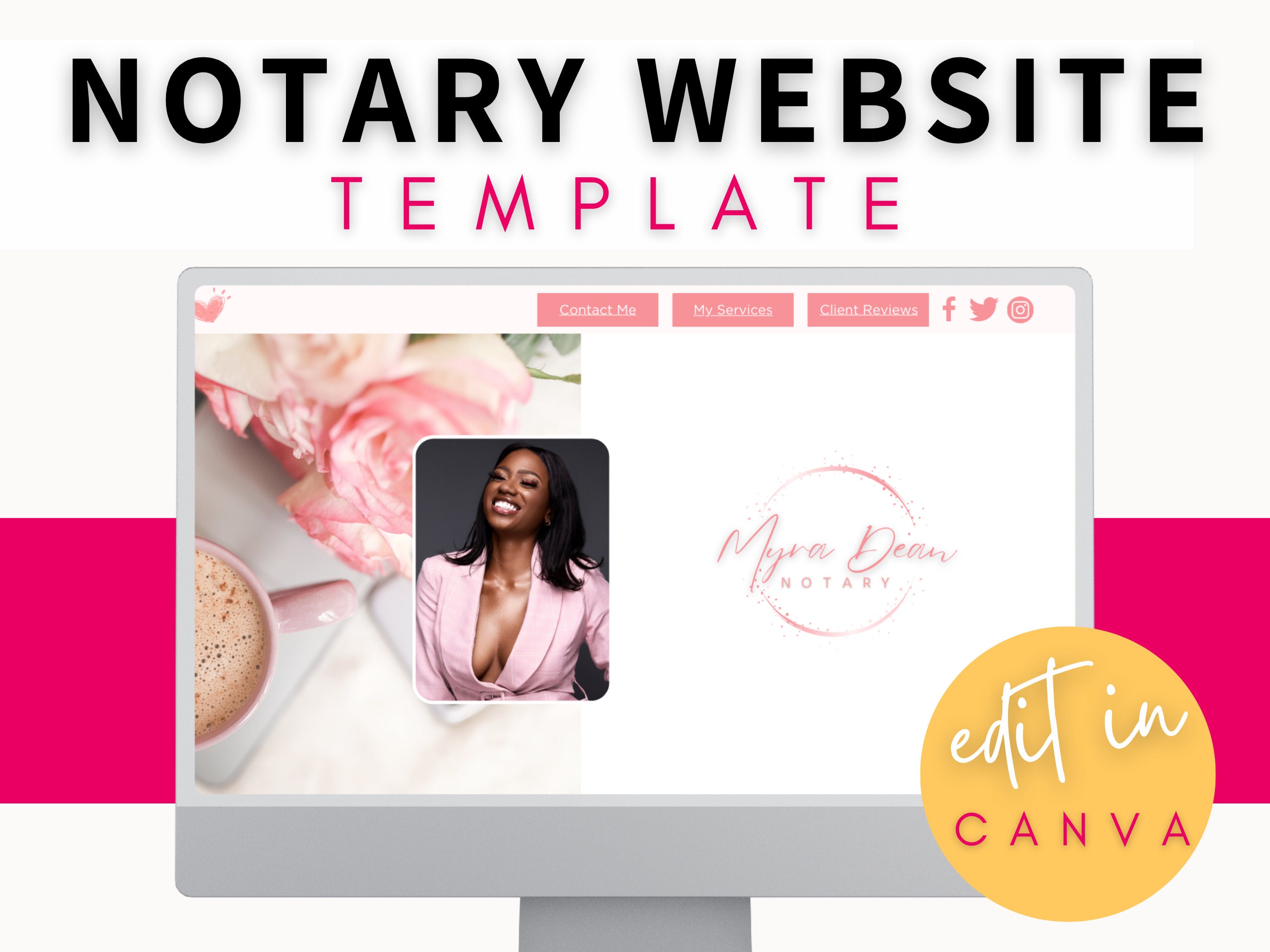Notary Web Template Canva Web Template Notary Business Website Editable ...