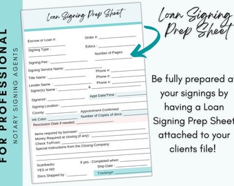 Notary Prep Sheet - Etsy