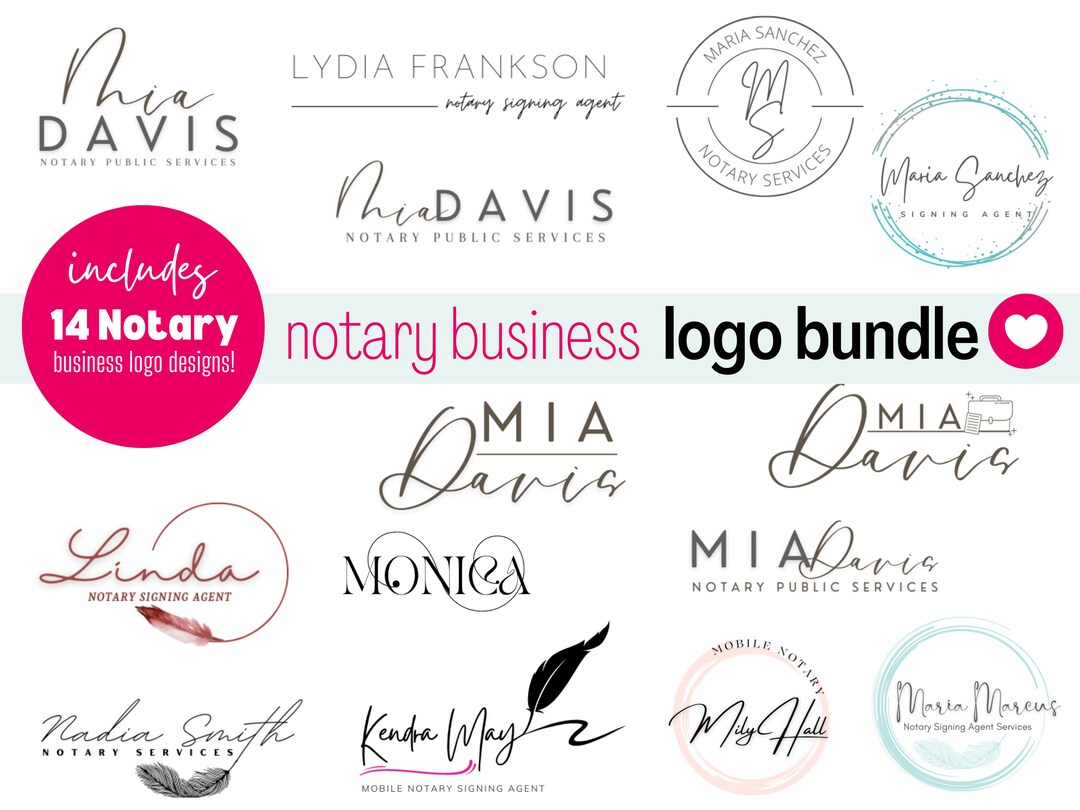 Notary Logo Bundle: 14 Business Logo Designs (editable Templates) - Etsy