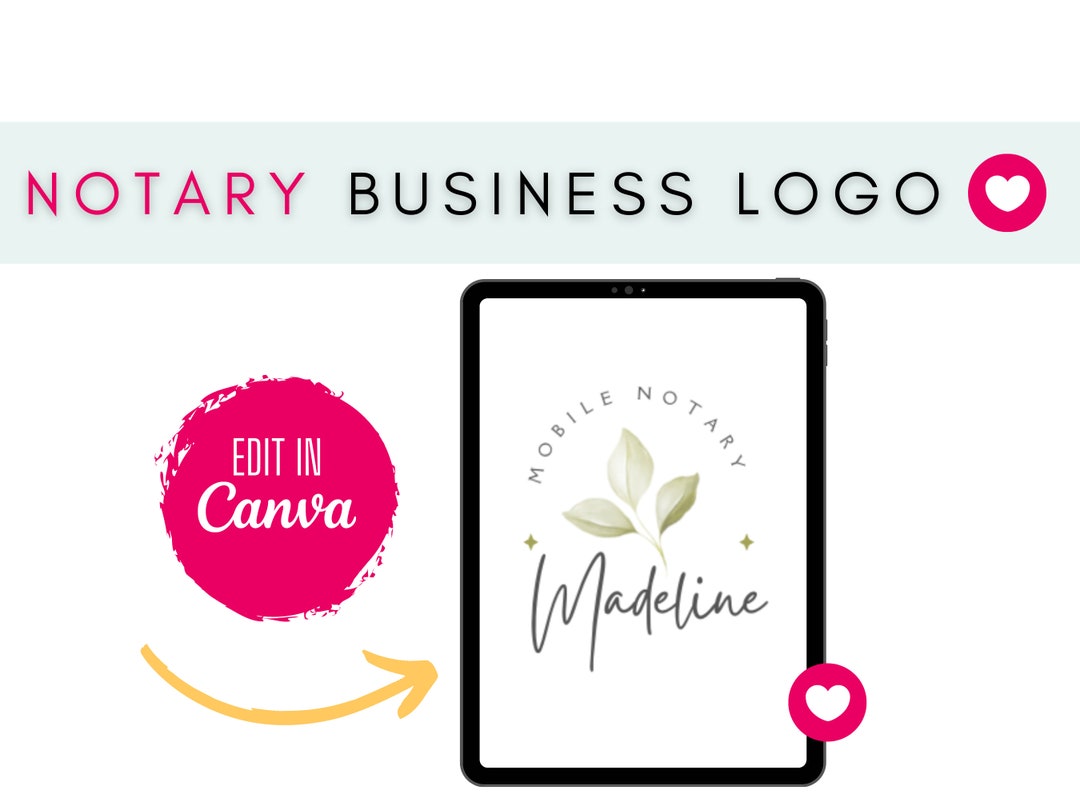Notary Business Logo Editable Notary Logo Notary Notary - Etsy