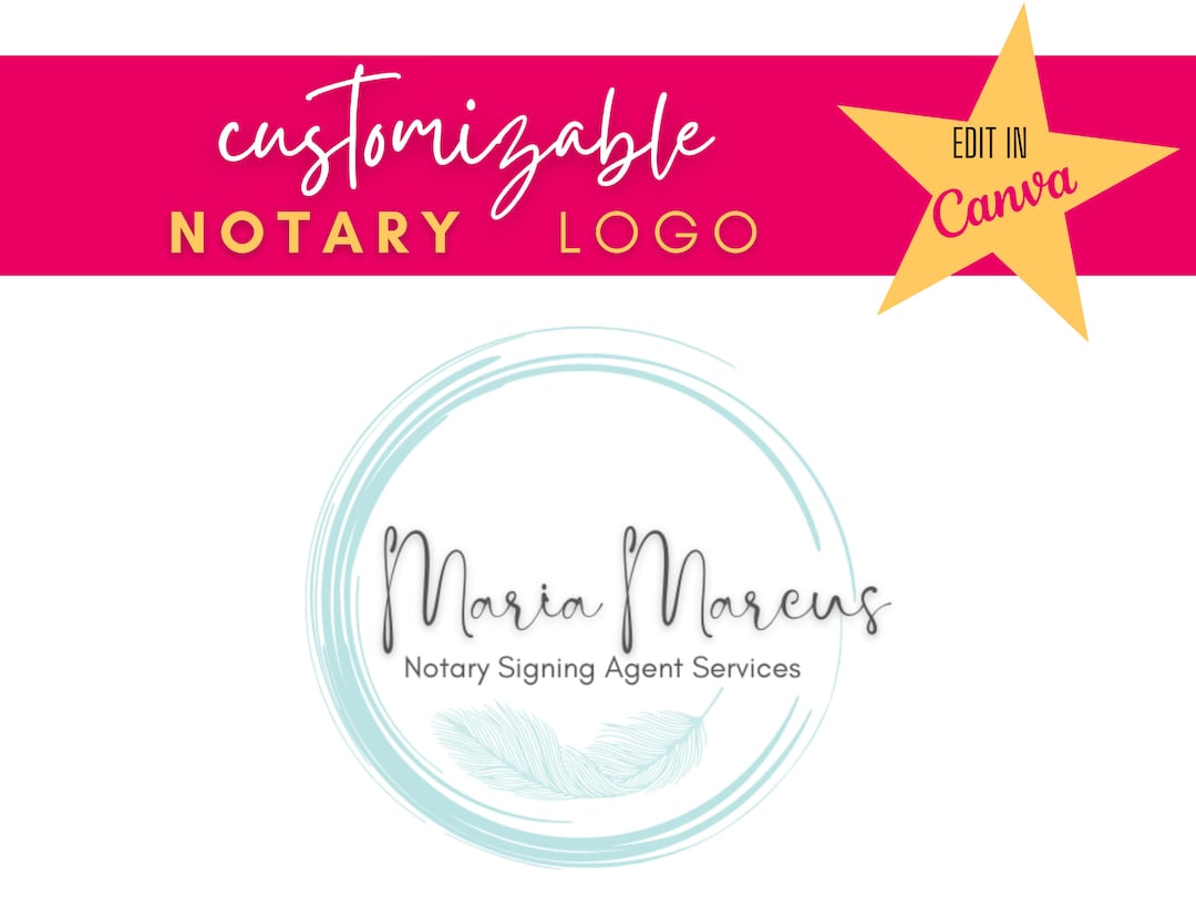 Logo Design for Notary | Notary Business Logo | Editable Notary Logo ...