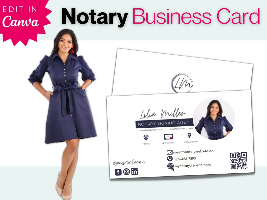 Notary Business Card Template | Notary | Notary Public | Notary Signing ...