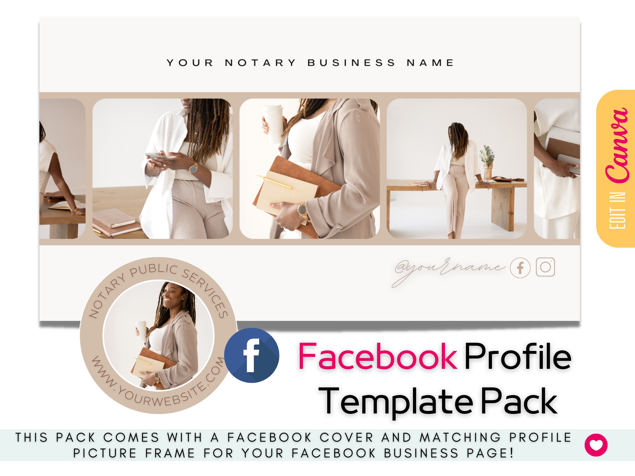Editable Notary Facebook Business Page Cover and Matching Profile ...