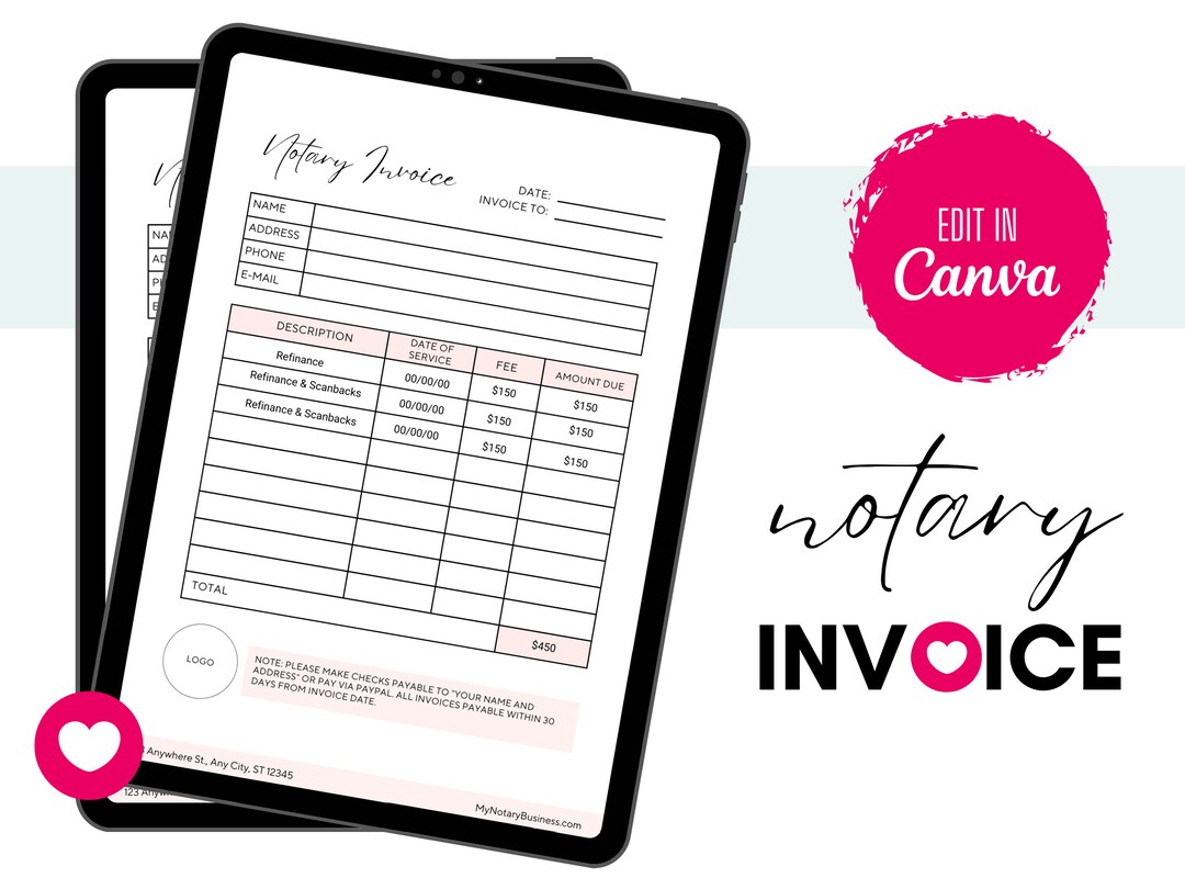 Notary Invoice| Editable Notary Invoice | Notary Marketing Flyer ...