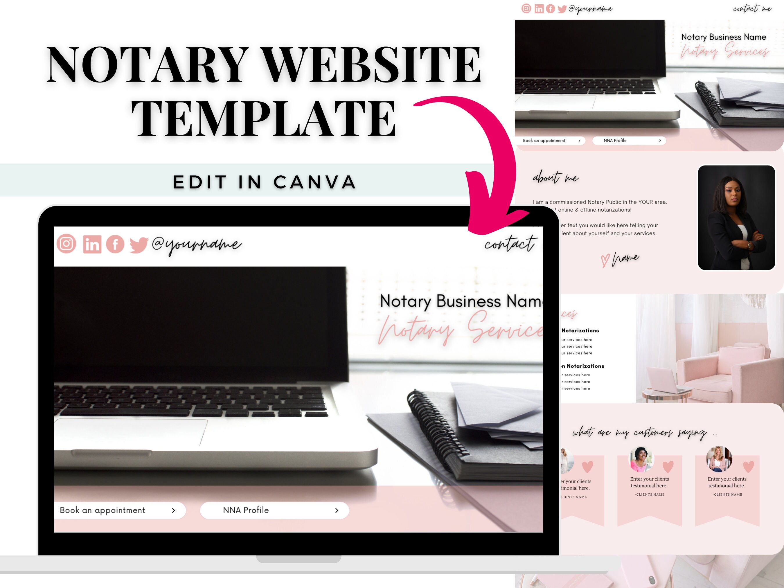 Editable Notary Facebook Business Page Cover and Matching - Etsy