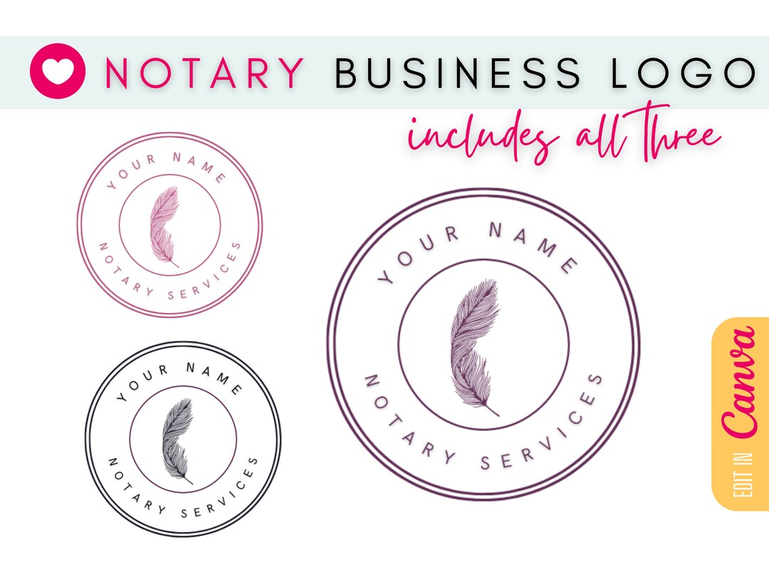 Logo Design for Notary | Notary Business Logo | Editable Notary Logo ...