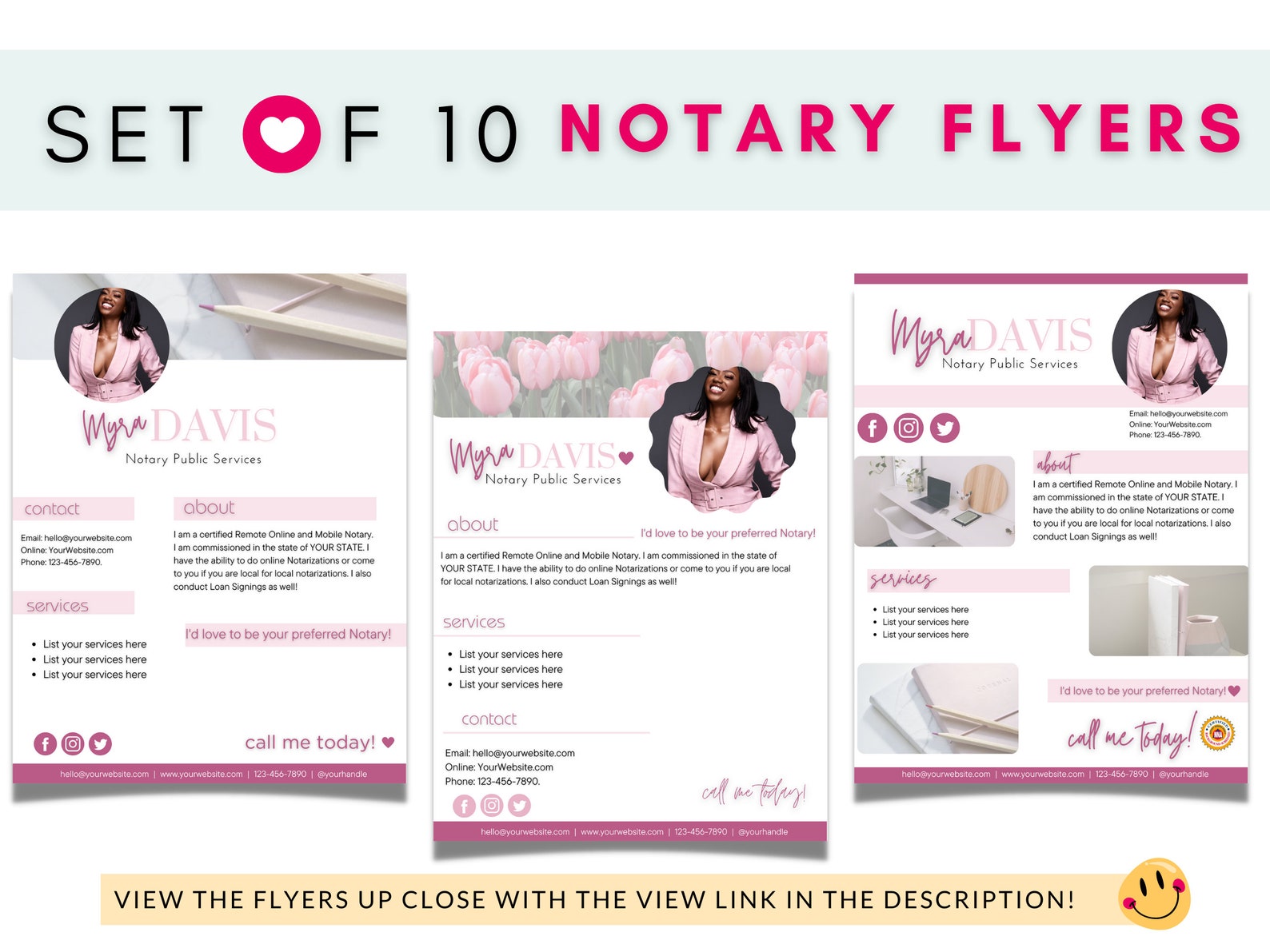 Set of 10 Notary Flyers Notary Flyer Editable Notary Flyer Notary ...