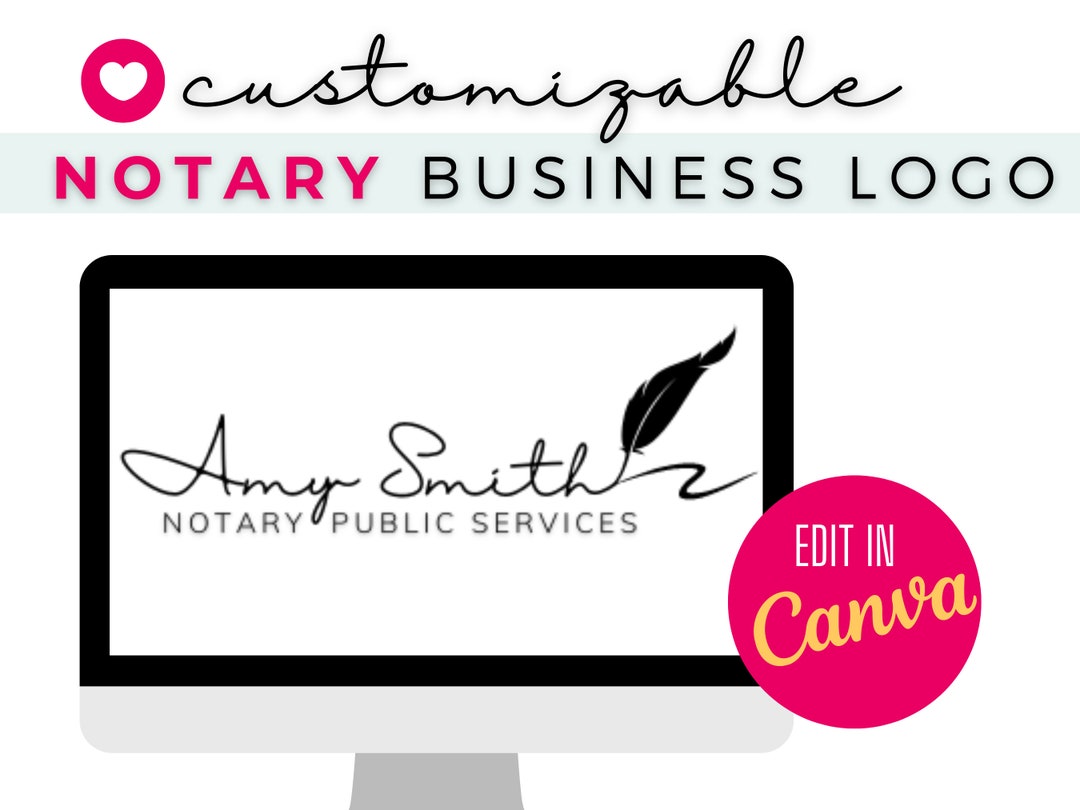 Logo Design for Notary | Notary Business Logo | Editable Notary Logo ...