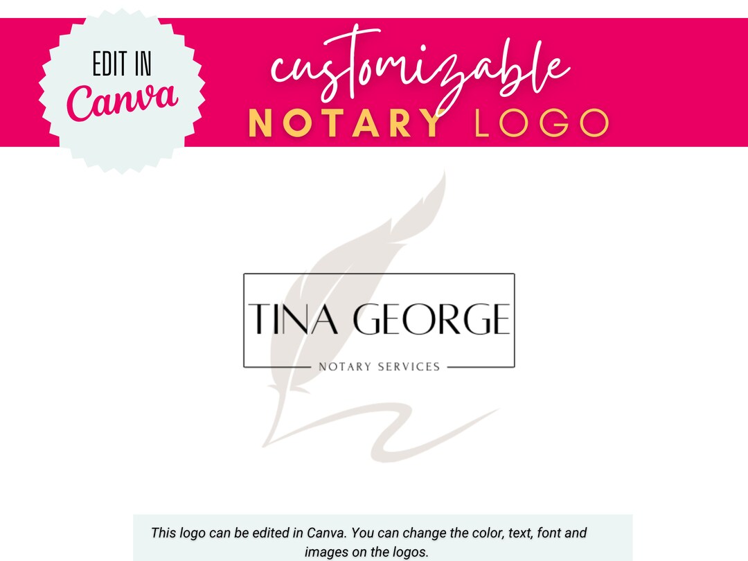 Logo Design for Notary | Notary Business Logo | Editable Notary Logo ...