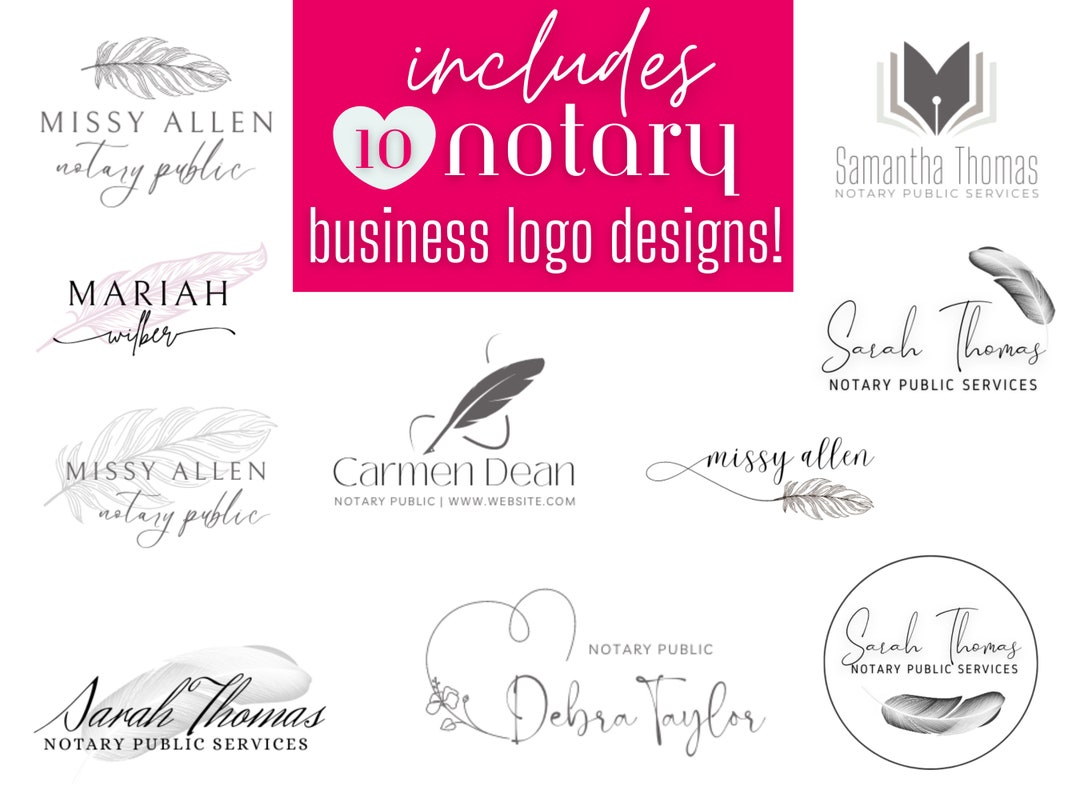 Notary Logo Bundle: 10 Business Logo Designs (editable Canva Templates ...