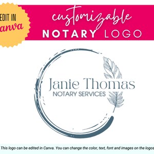 Notary Business Logo | Editable Notary Logo | Notary | Notary Signing ...