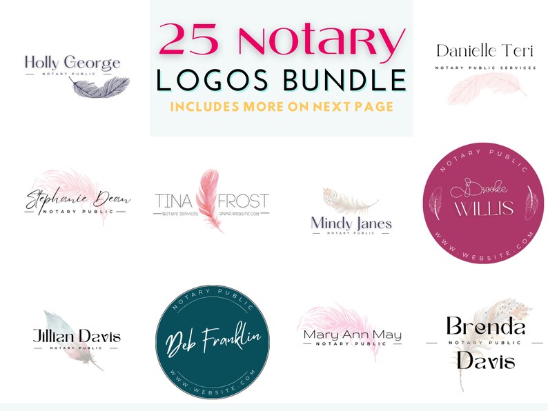 25 Notary Logo Bundle Notary Public Logos Notary Notary - Etsy