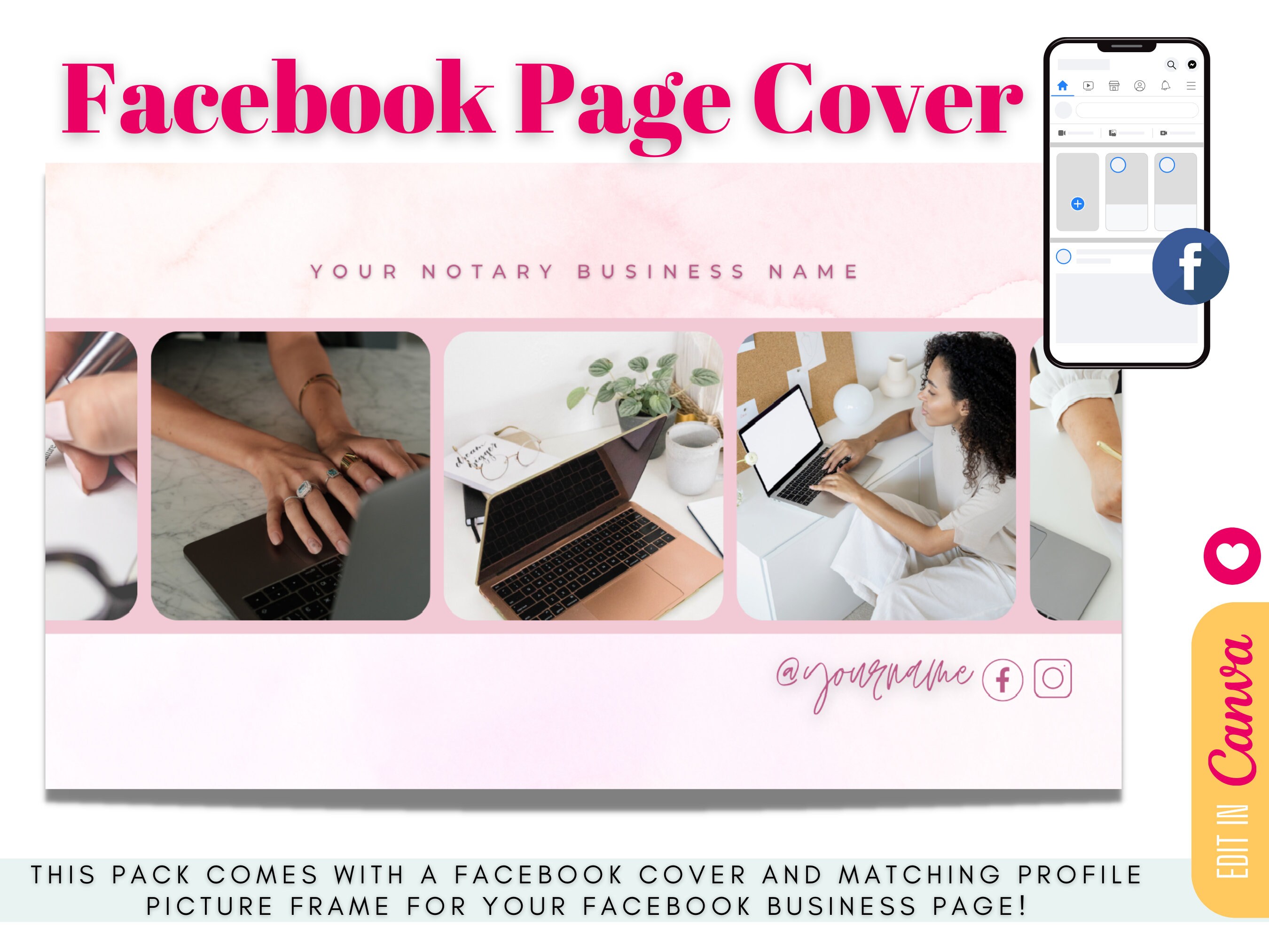 Editable Notary Facebook Business Page Cover & Profile Frame (PDF) - Etsy