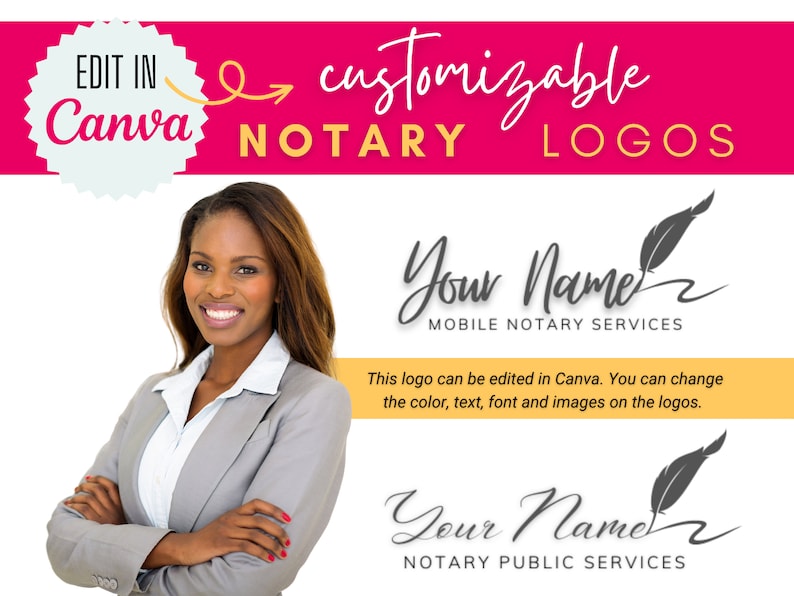 Editable Notary Logo Designs: Canva Template - Etsy