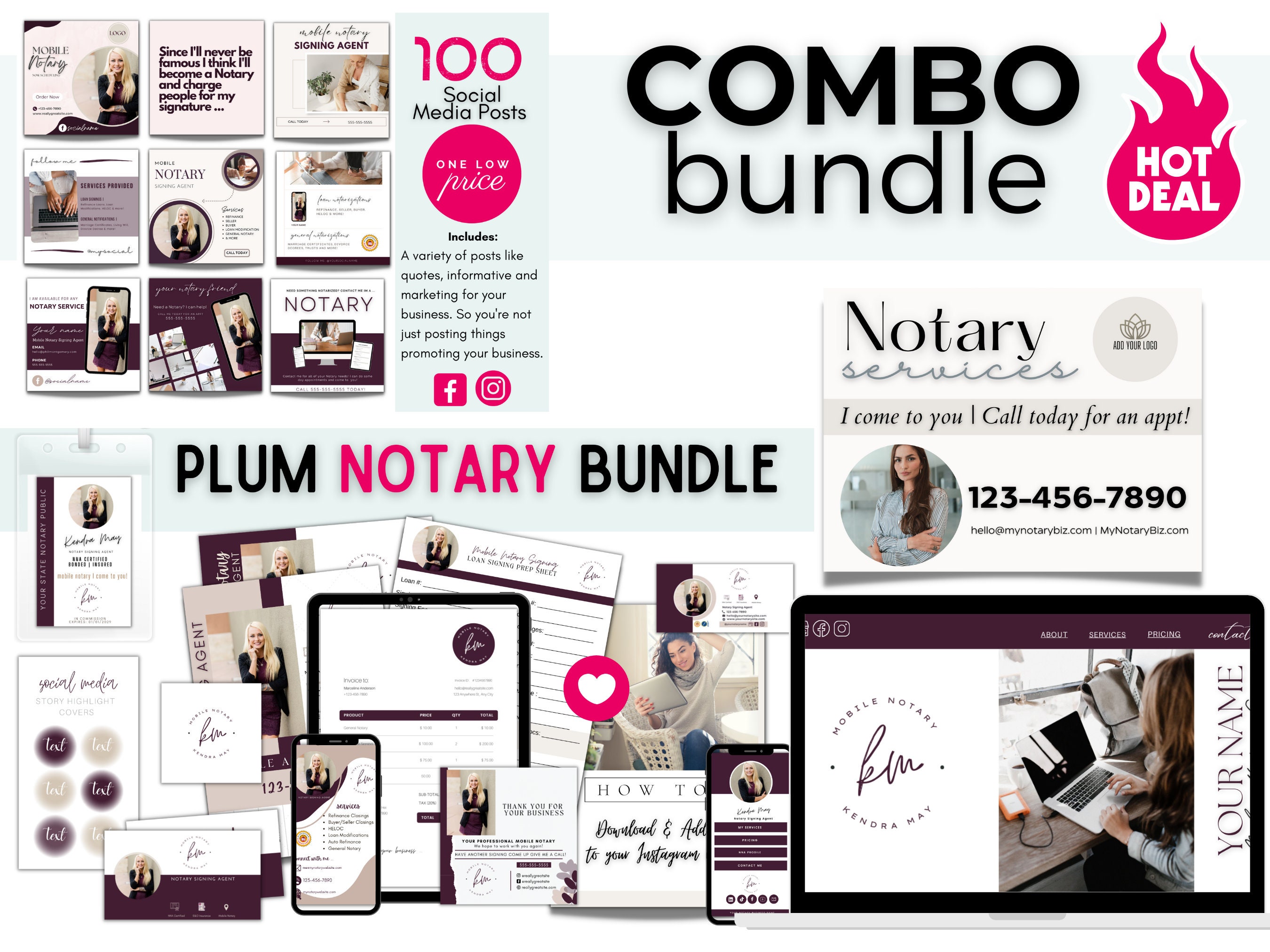 Editable Notary Combo Bundle Notary Signing Agent Remote Online Notary ...