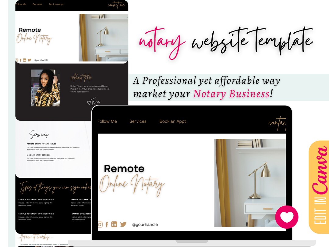 Remote Online Notary Web Template | RON Template | Notary Web Template ...