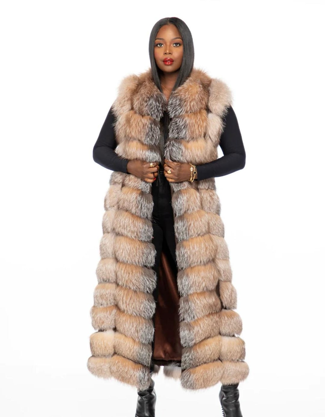 Luxury Full Length Fox Fur Vest Gift for Unique Women - Etsy