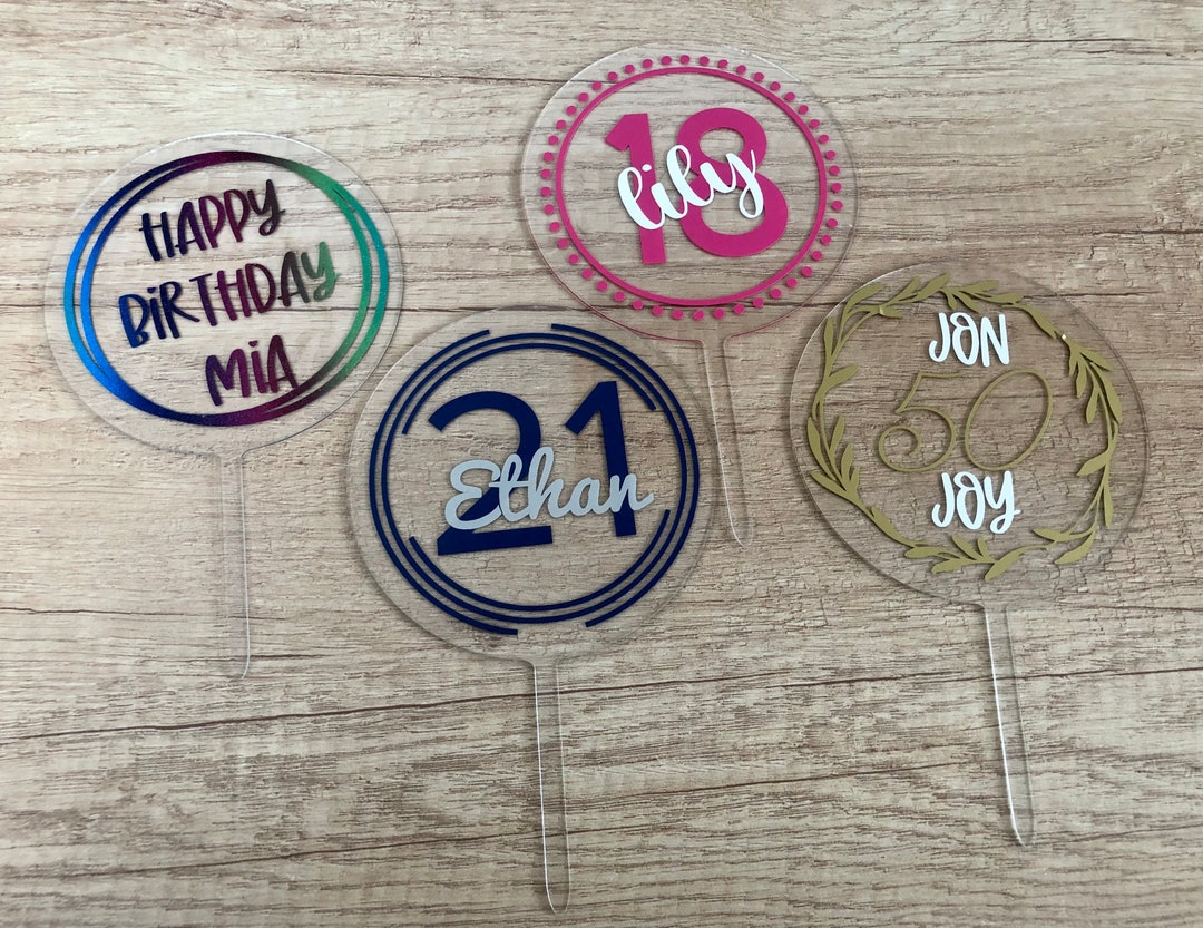 Personalised Acrylic Cake Toppers, 10cm Diameter. Perfect Addition to a ...