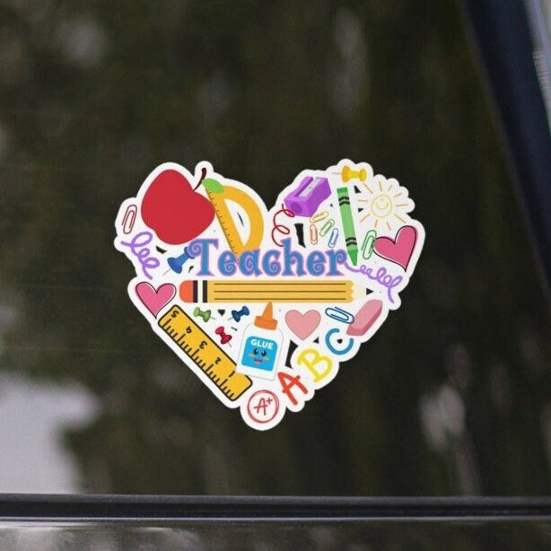 Teacher Heart Sticker School Supplies Sticker Pre-k Sticker Pre-school ...