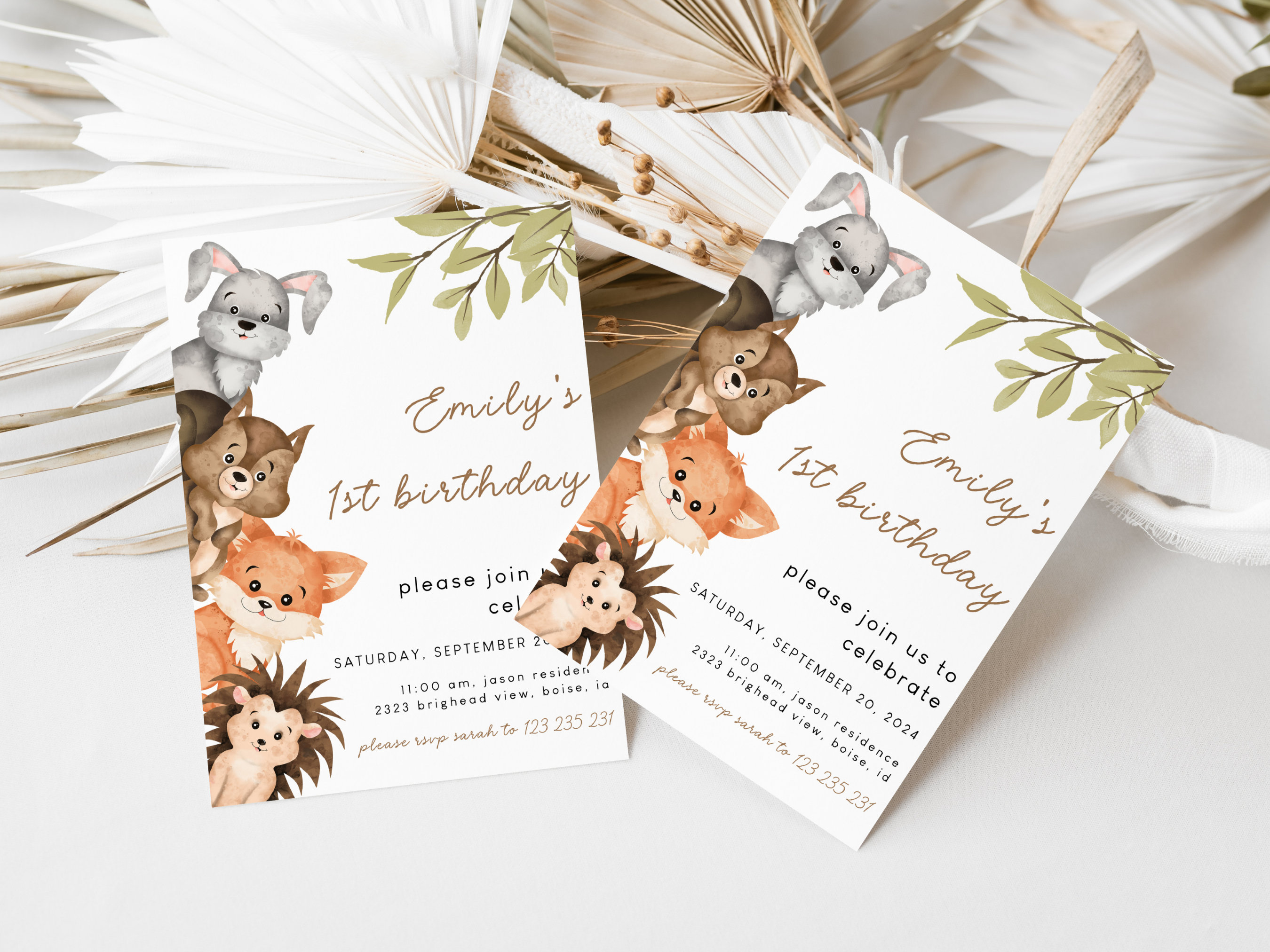 Woodland Animals Birthday Invitation, Printable Woodland Invitation ...