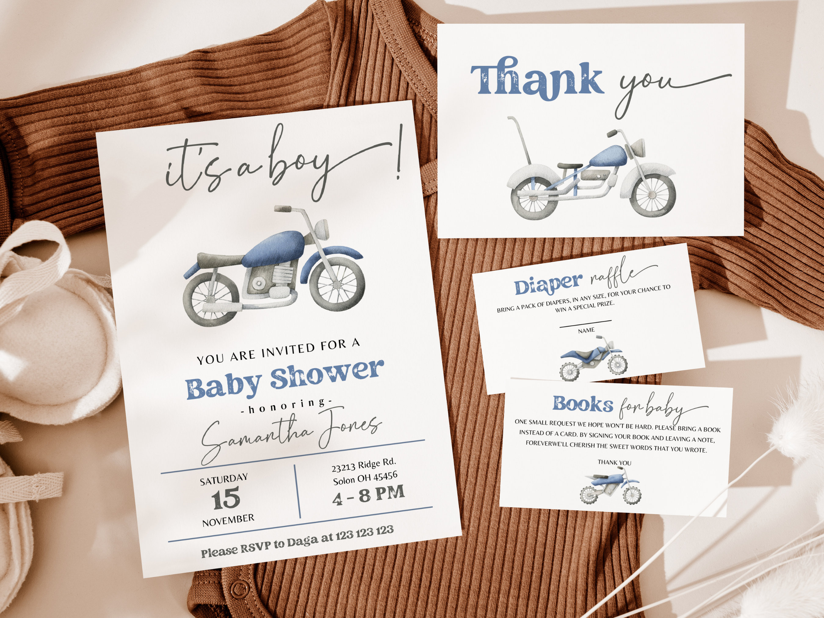 Motorcycle BABY Shower Invitation, Baby Shower Invitation Boy, Baby Boy ...