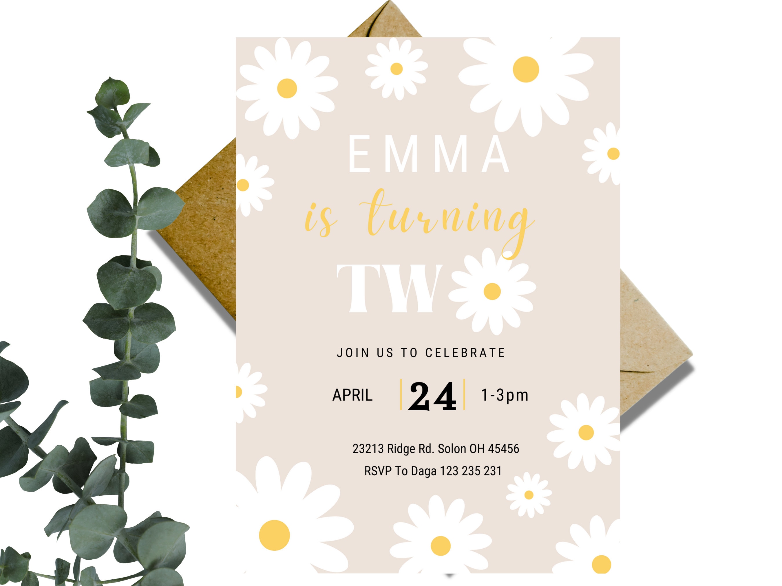 Daisy Birthday Invitation, Daisy Party, Flower Birthday, Flower Girl ...