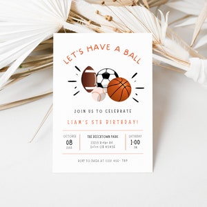 Let's Have a Ball Invite, Ball Birthday Invitation Digital, Birthday ...