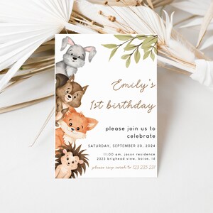 Woodland Animals Birthday Invitation, Printable Woodland Invitation ...