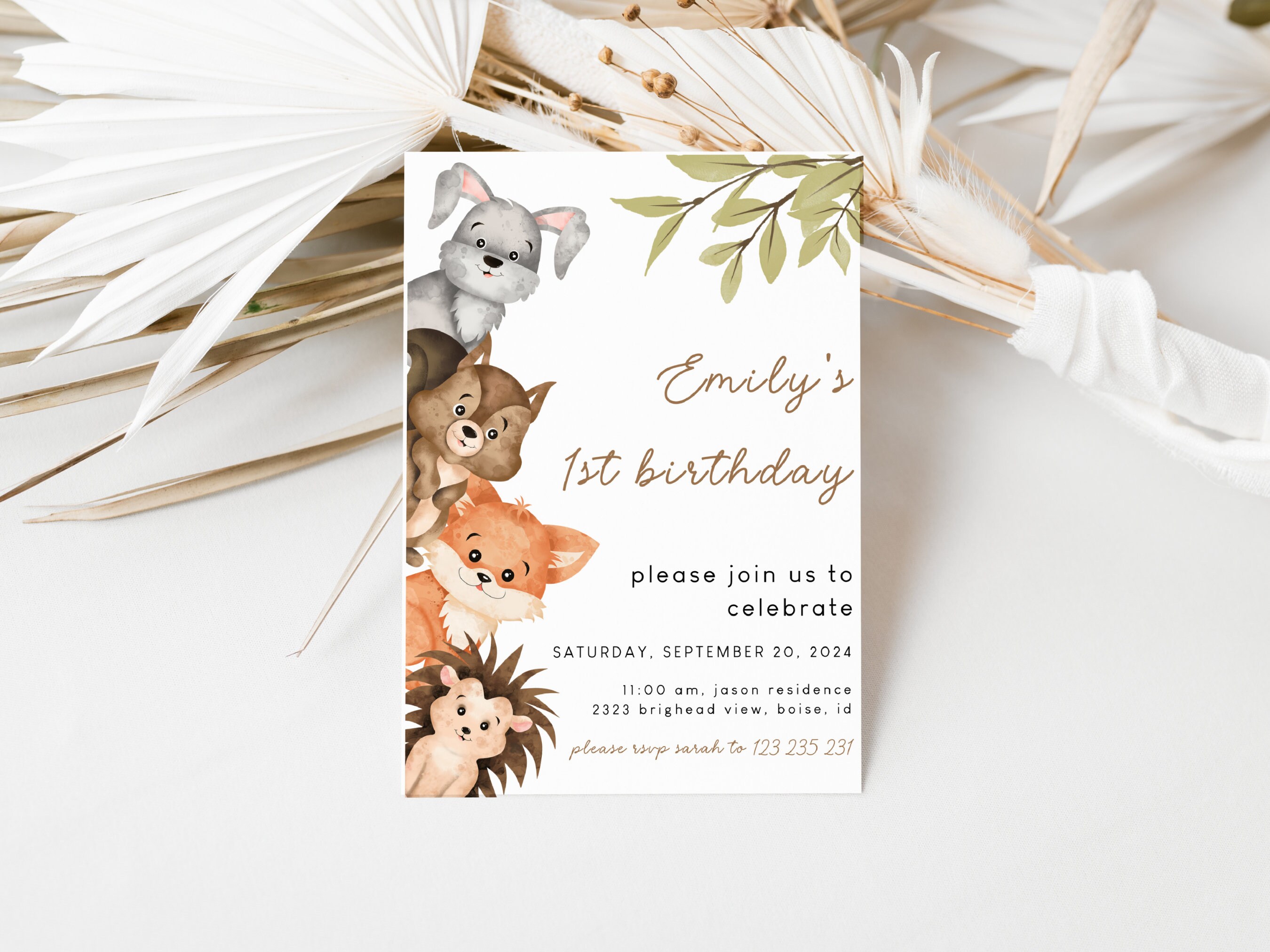 Woodland Animals Birthday Invitation, Printable Woodland Invitation ...