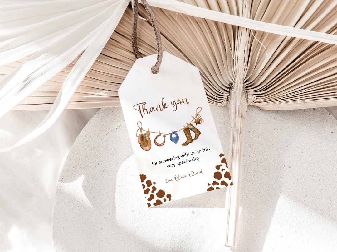 Cowboy Favor Tags, Rodeo Thank You Tags, Western Gift Birthday Tags ...